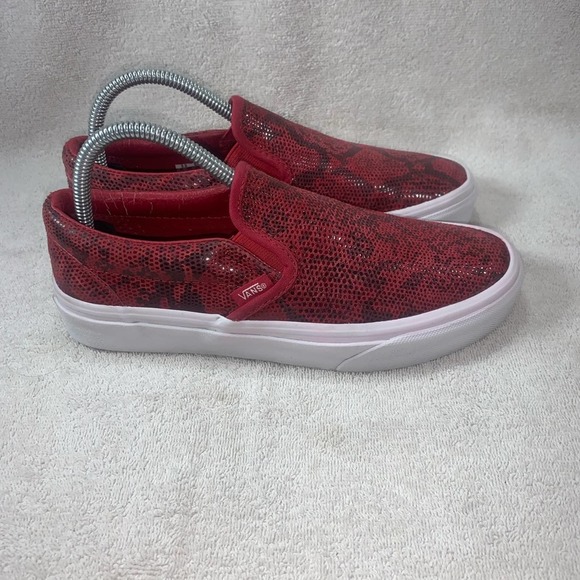 Vans | Shoes | Vans Slip On Classic Pebble Snake Skin Red White ...